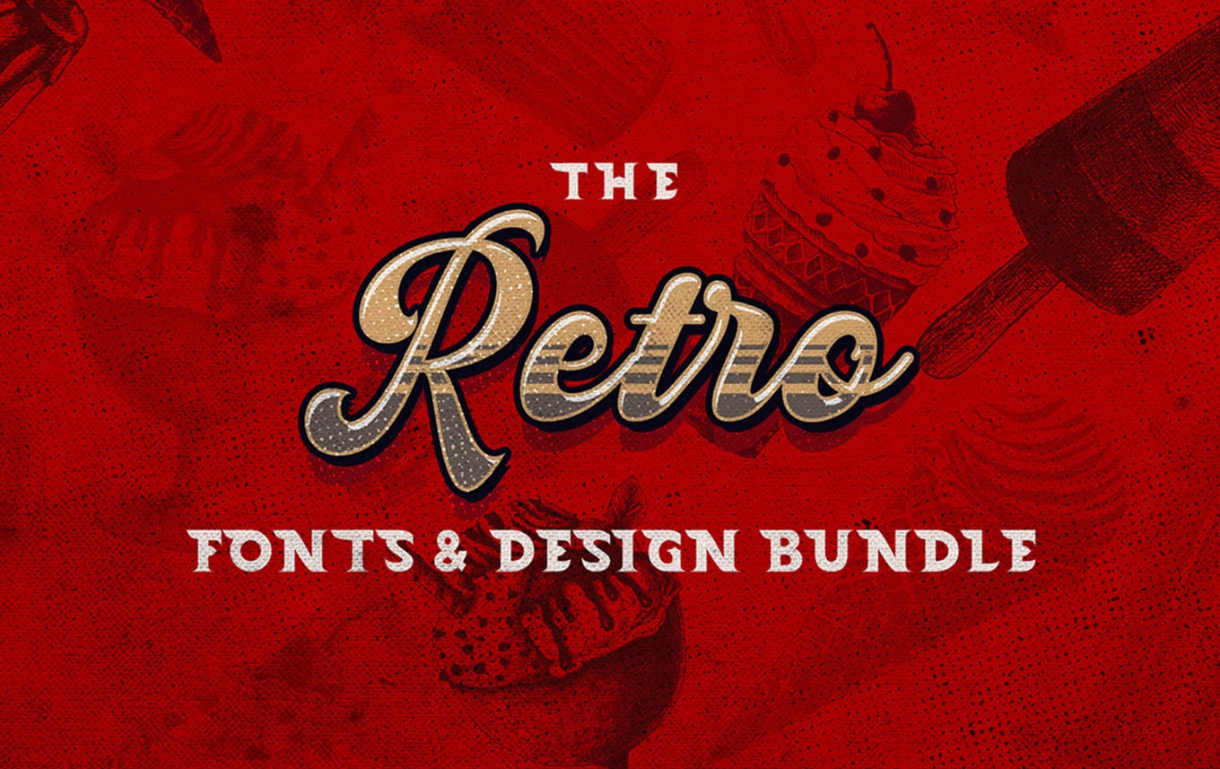 Stiahnite si balík prvkov a fontov v retro štýle — DeTePe [dtp]