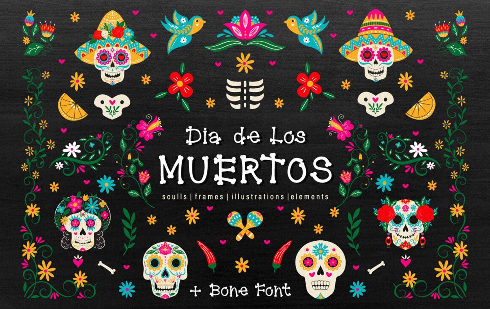 Stiahnite si veselý set prvkov Day of the Dead – Mexican Collection za ...