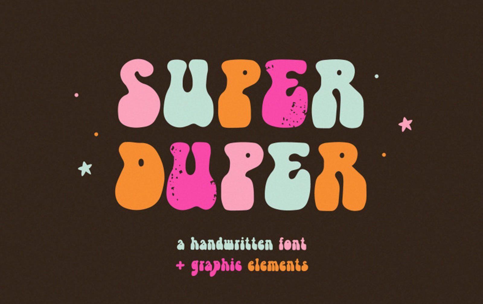 Stiahnite si hravý font Super Duper s doplnkovými prvkami — DeTePe [dtp]