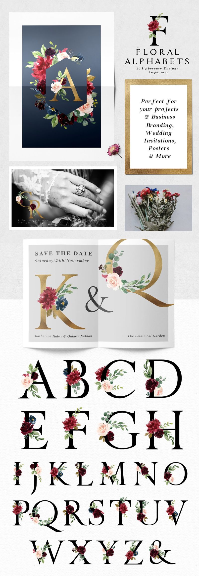 Stiahnite si balík florálnych motívov s typografiou – DeTePe [dtp]